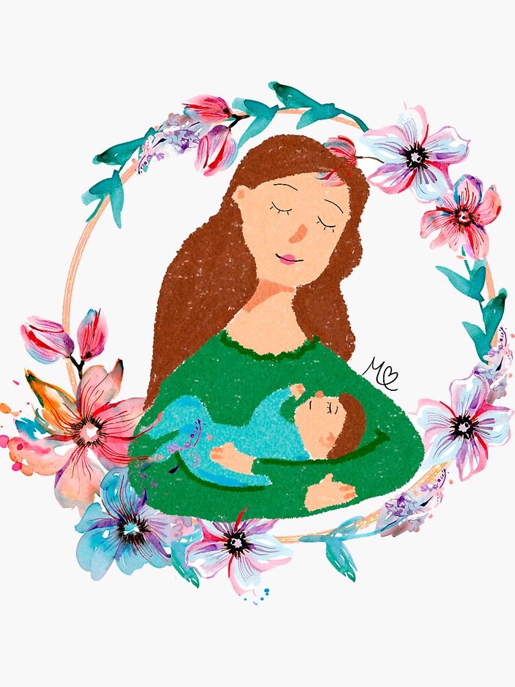"mom and baby" Sticker by macuarelas20 | Redbubble