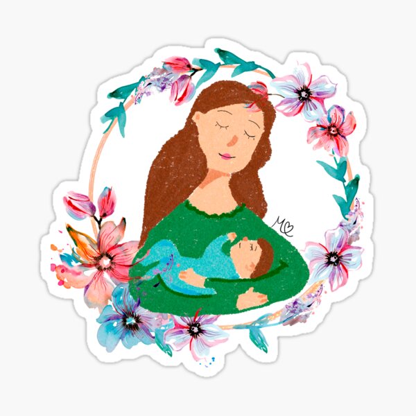 "mom and baby" Sticker by macuarelas20 | Redbubble