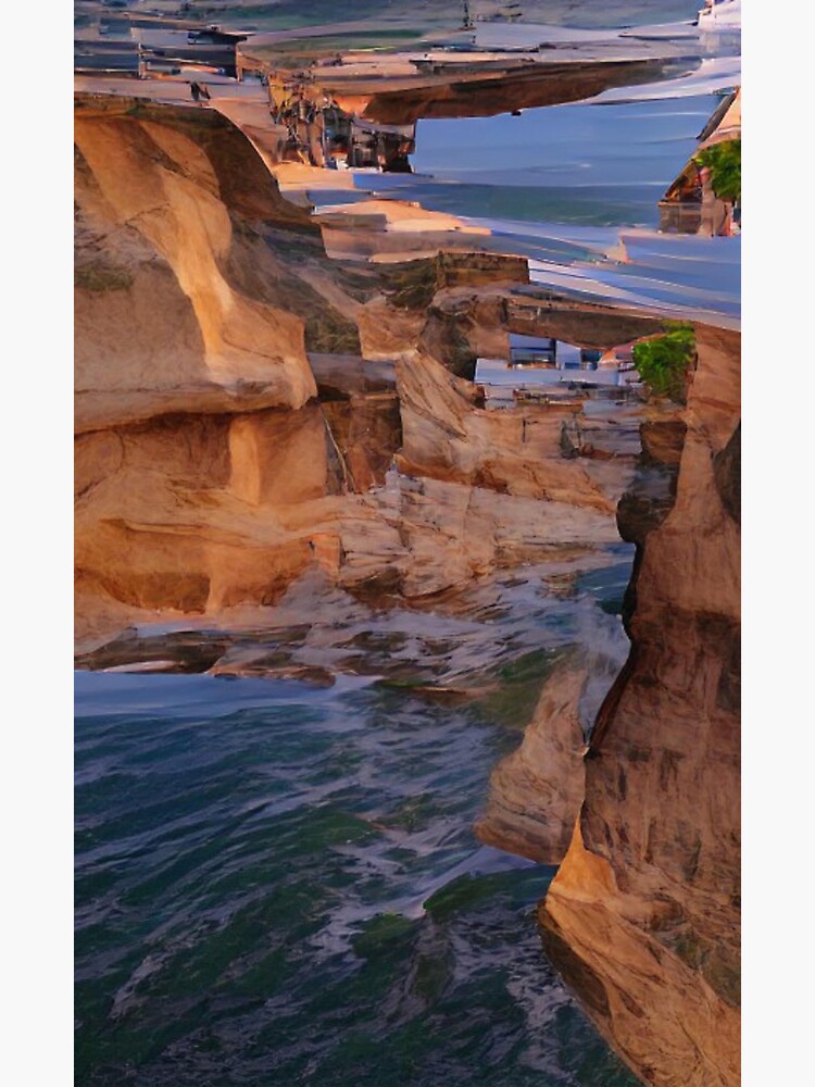 "Sunset cliffs HD style Art" Sticker by NeuralProd | Redbubble