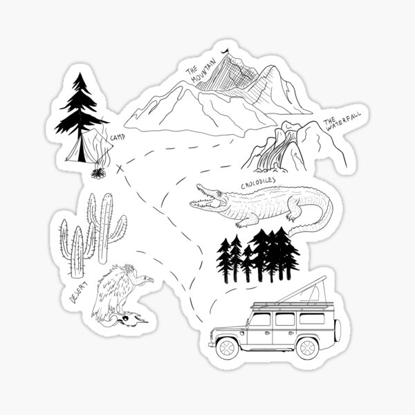 "map adventures and off road trip" Sticker for Sale by landscapeworlds ...