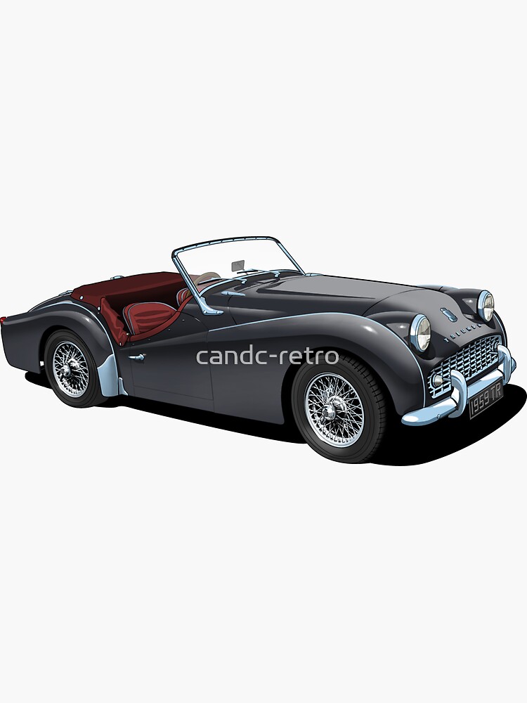 "Triumph TR3 in black" Sticker for Sale by candc-retro | Redbubble