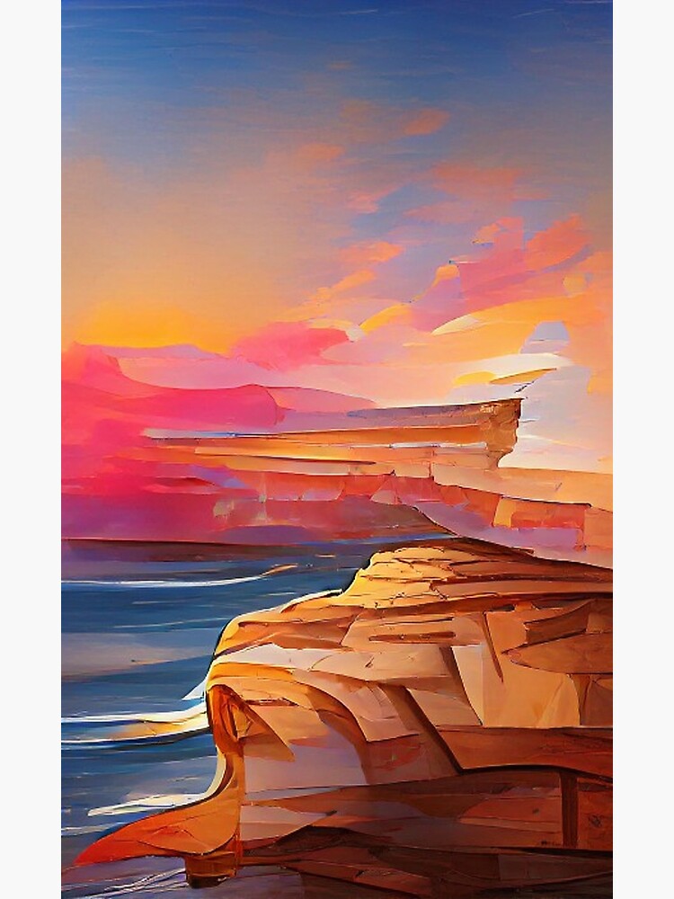 "Sunset cliffs Rose Gold style Art" Poster by NeuralProd | Redbubble