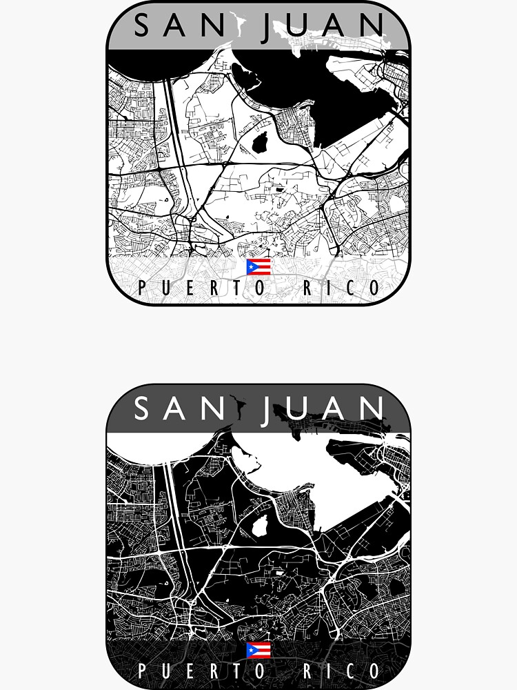 "SAN JUAN MAP PUERTO RICO Sticker Pack" Sticker by hatimelhag | Redbubble