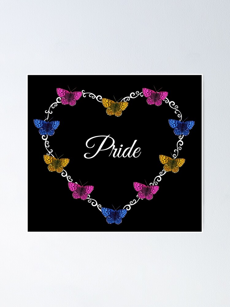 "Pan Pride Butterflies Heart" Poster for Sale by Feyart | Redbubble