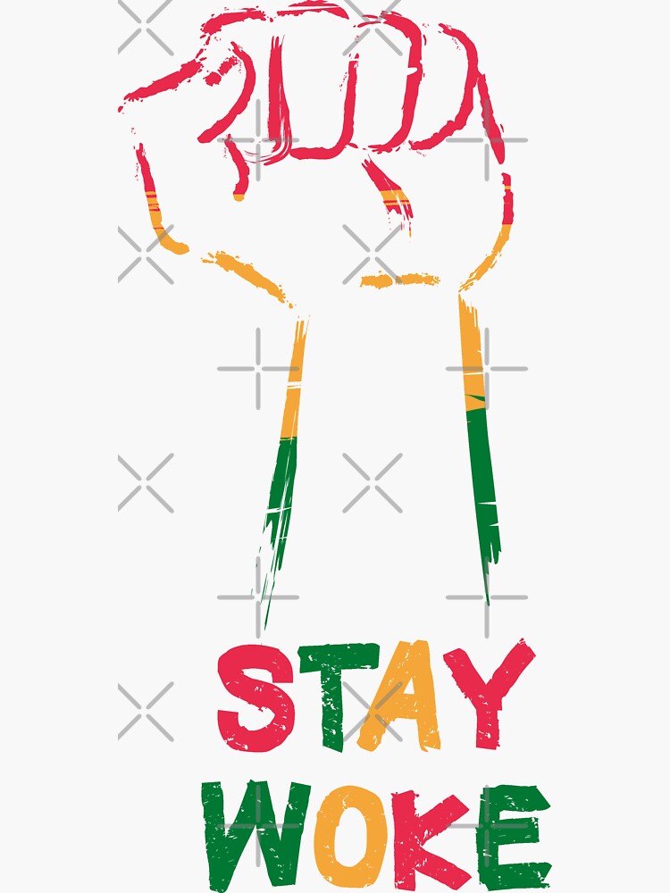 "Stay Woke With African Colors - Black History Month" Sticker for Sale ...