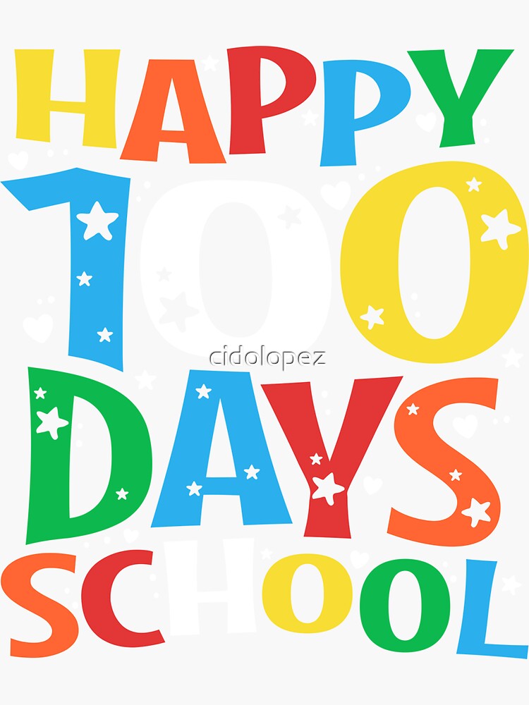 Pegatina «Feliz día número 100 de escuela Maestro Niños 100 días» de ...