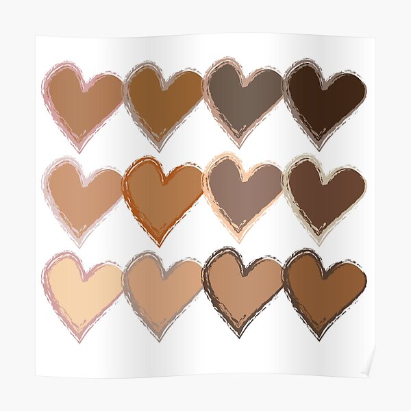 "skin color hearts" Poster for Sale by ZaraPrint | Redbubble