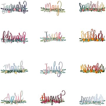 "Floral Months of the Year - Scrapbooking " Sticker for Sale by ...