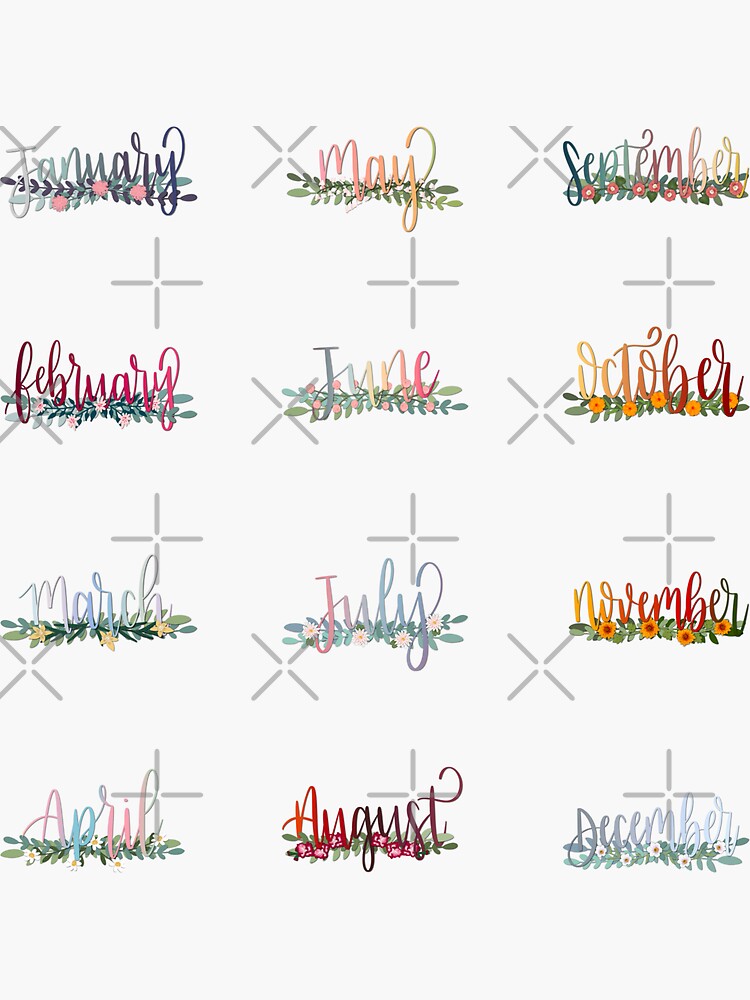 "Floral Months of the Year - Scrapbooking " Sticker for Sale by ...