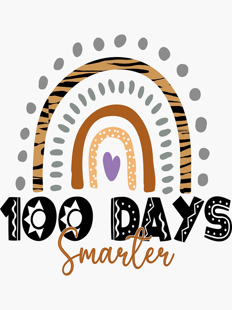 "100 Day Smarter, 100 Days Of School, 100 Day Smarter Boho Rainbow ...