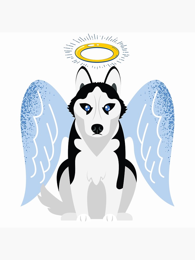 Póster «Perro ángel husky siberiano de ojos azules» de Keffy | Redbubble