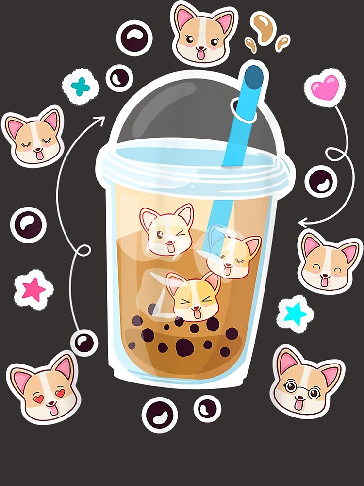 Lámina fotográfica «Corgi Boba Tea Bubble Tea Anime Kawaii Neko ...