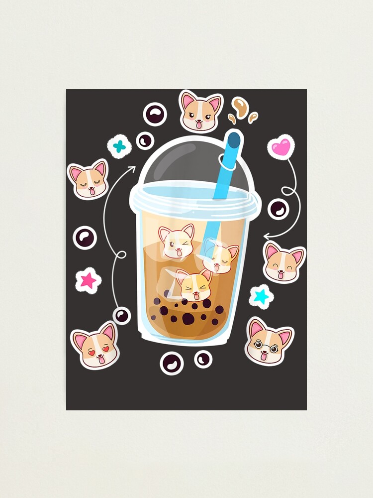 Lámina fotográfica «Corgi Boba Tea Bubble Tea Anime Kawaii Neko ...