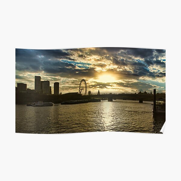 "London view with the London eye from the Victoria embankment " Poster ...