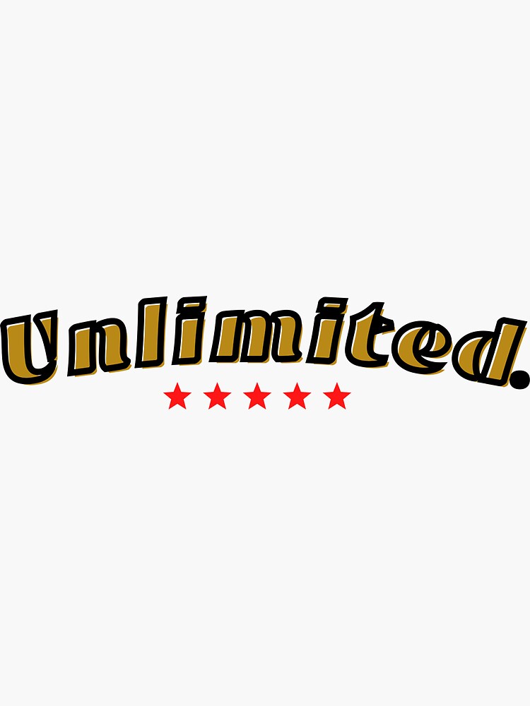 "Unlimited." Sticker for Sale by UnlimitedWear | Redbubble