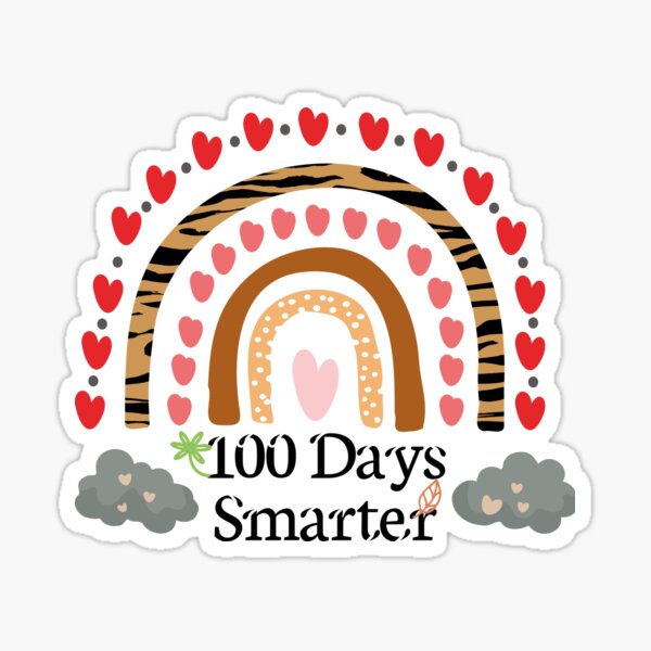 "100 Day Smarter, 100 Days Of School, 100 Day Smarter Boho Rainbow ...