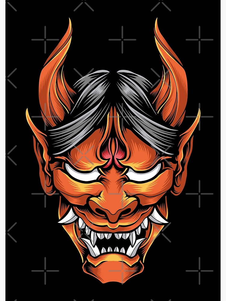 Póster for Sale con la obra «Estilo de tatuaje de demonio japonés Oni Hannya naranja» de ...