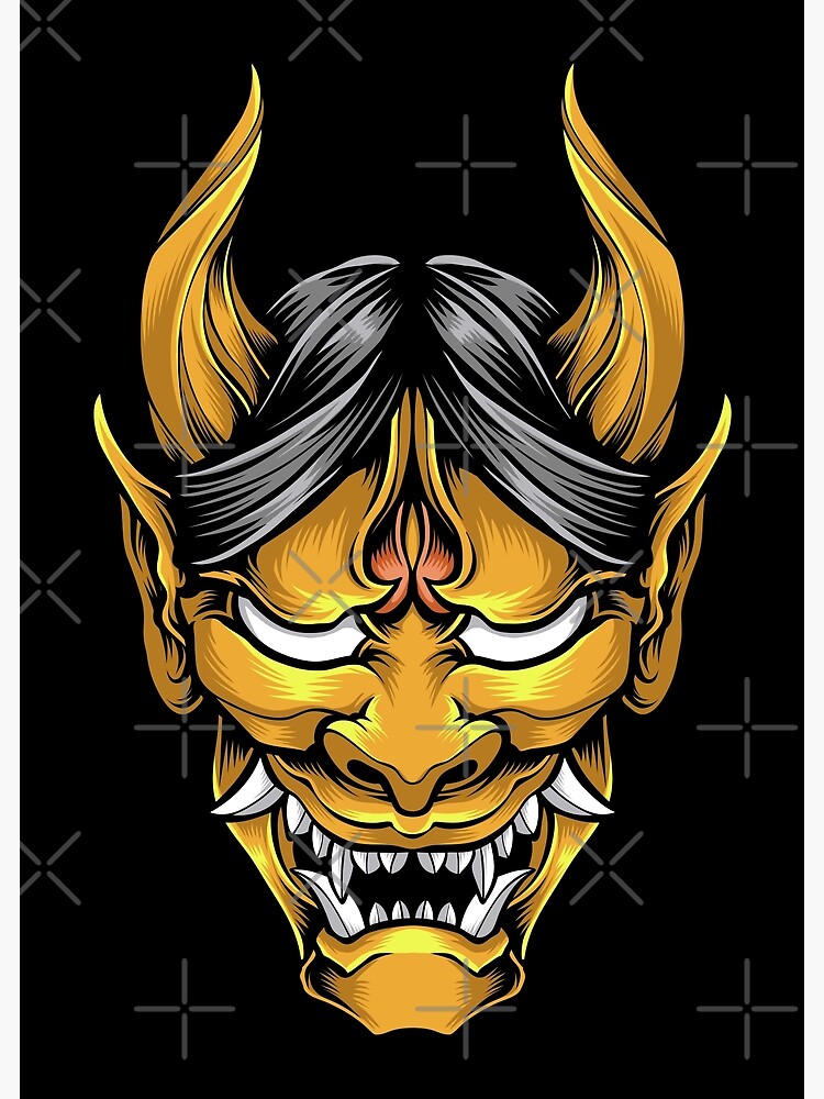 "Yellow Oni Hannya Japanese Demon Tattoo Style" Art Print by Ikaroots ...