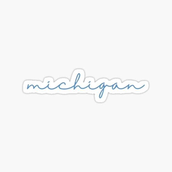 "michigan blue cursive script" Sticker for Sale by opptop | Redbubble