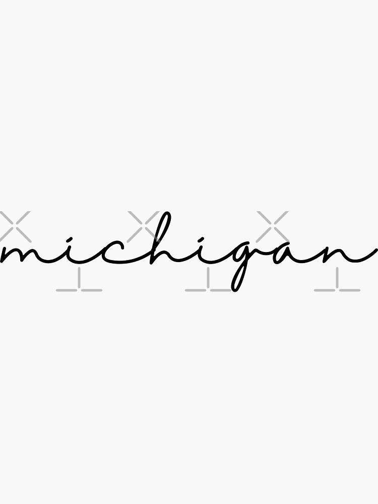 "michigan black cursive script" Sticker for Sale by opptop | Redbubble