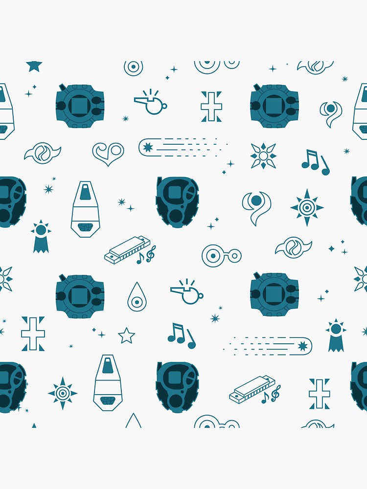 "Digimon Adventures Pattern" Sticker for Sale by RedSketches | Redbubble