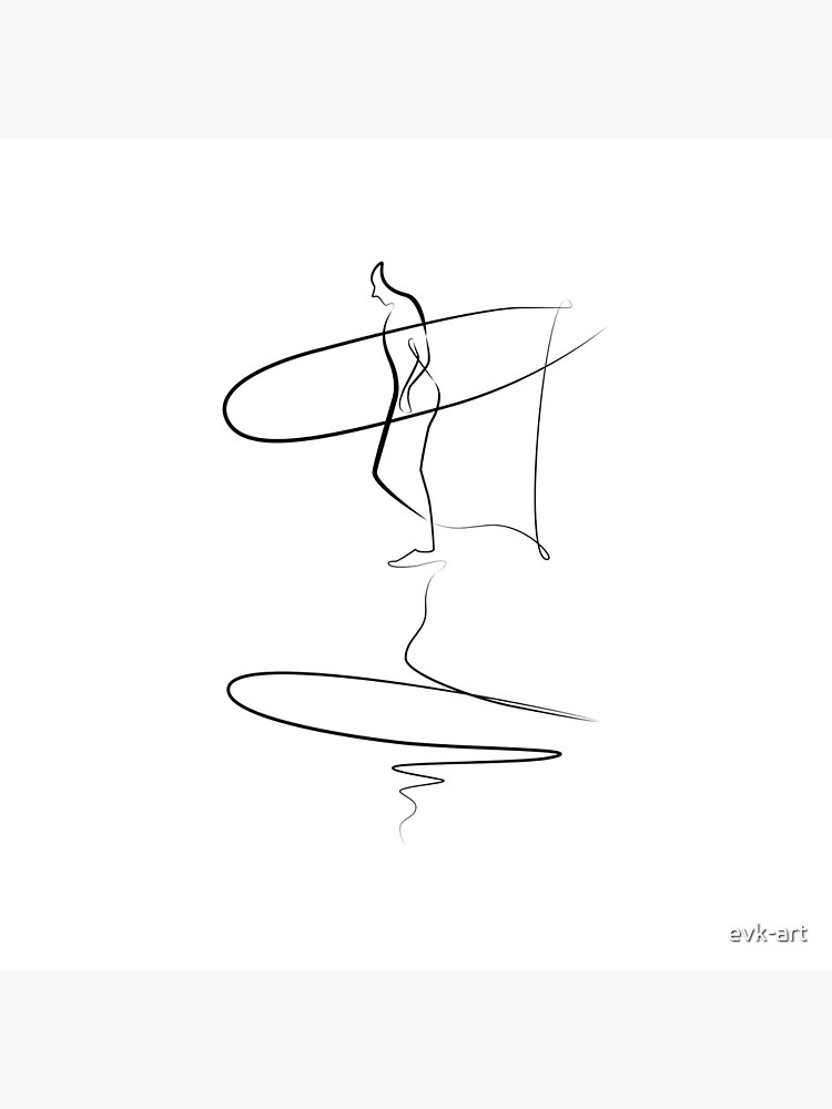 "Surfing minimal art in one line drawing" Photographic Print for Sale ...