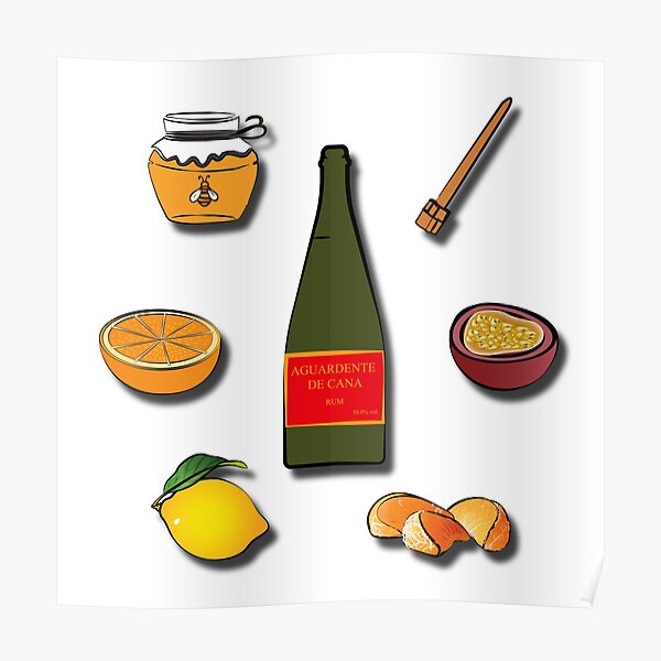"Madeira Island Poncha icons: fruits, aguardente de cana/rum, honey and ...
