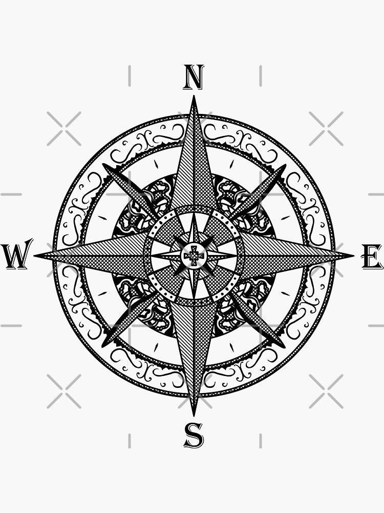 "Compass with Propeller Traditional Pirate Tattoo" Sticker by CapmSad ...