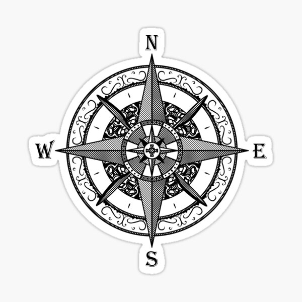 "Compass with Propeller Traditional Pirate Tattoo" Sticker by CapmSad ...