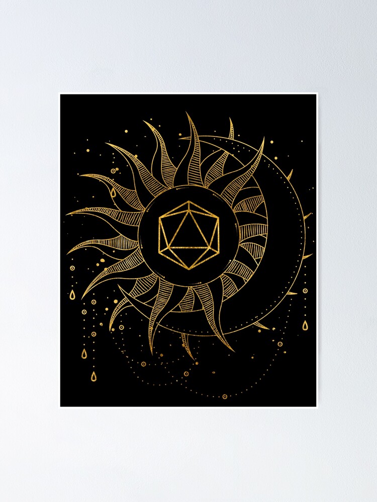 "DND DICE SUN & MOON: Minimalist Celestial D20 for dnd girl." Poster ...