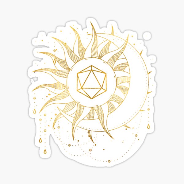 "DND DICE SUN & MOON: Minimalist Celestial D20 for dnd girl." Sticker ...
