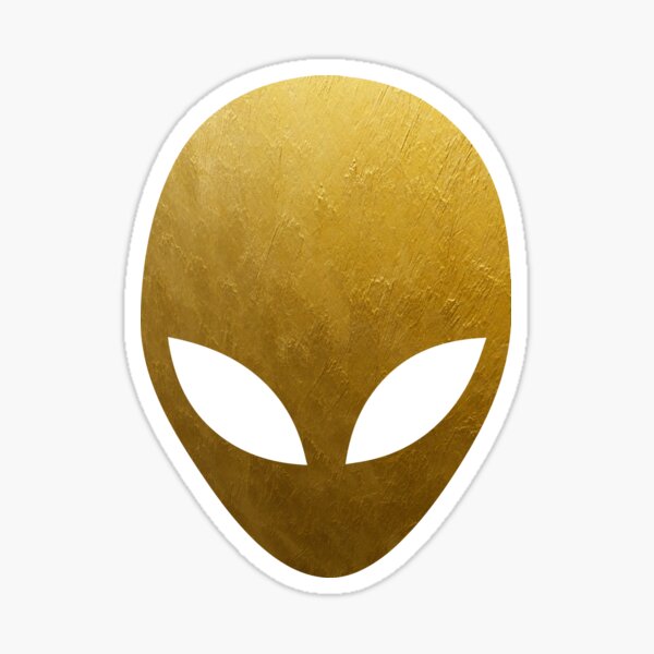"Gold-colored alien face " Sticker for Sale by RobertDSE | Redbubble