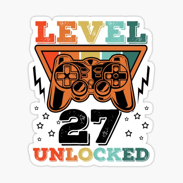 "27th Birthday Leveling Up Gamer" Sticker by PeachesMommy | Redbubble