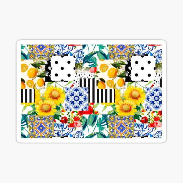 "Italian,Sicilian art,patchwork,summer,Flowers" Sticker for Sale by ...