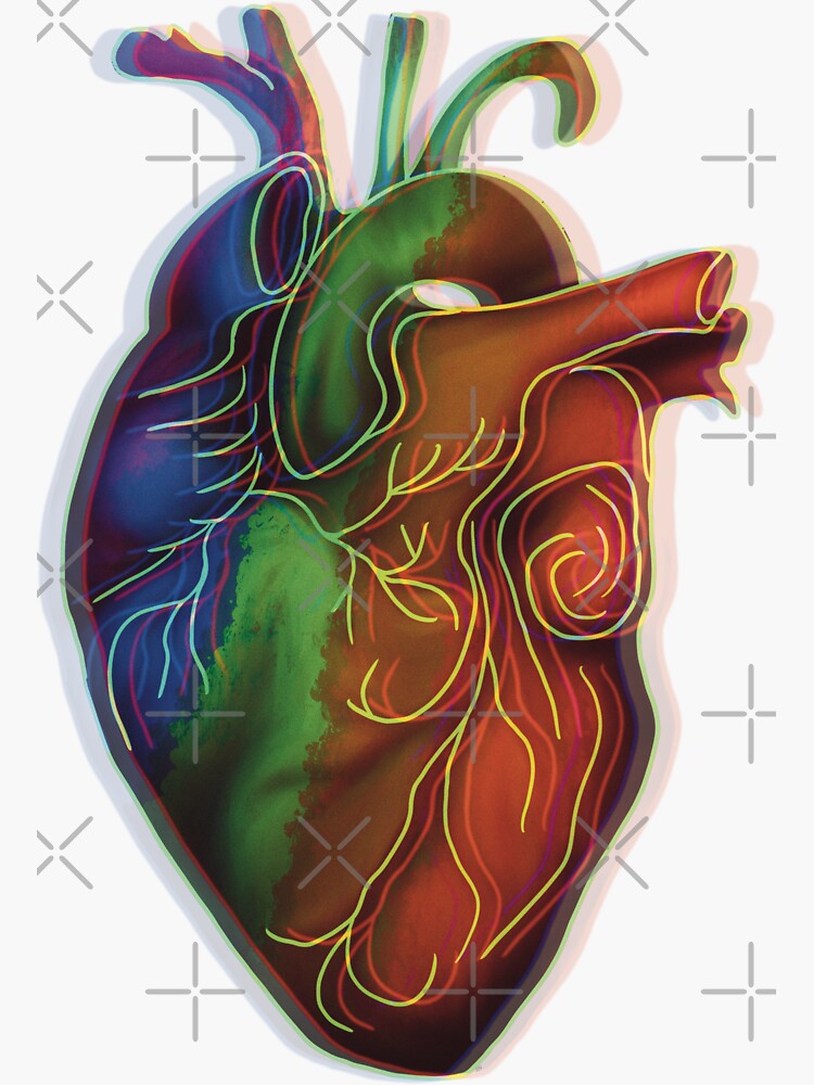 "Rainbow Trippy Version Heart " Sticker by MsMadHatter | Redbubble