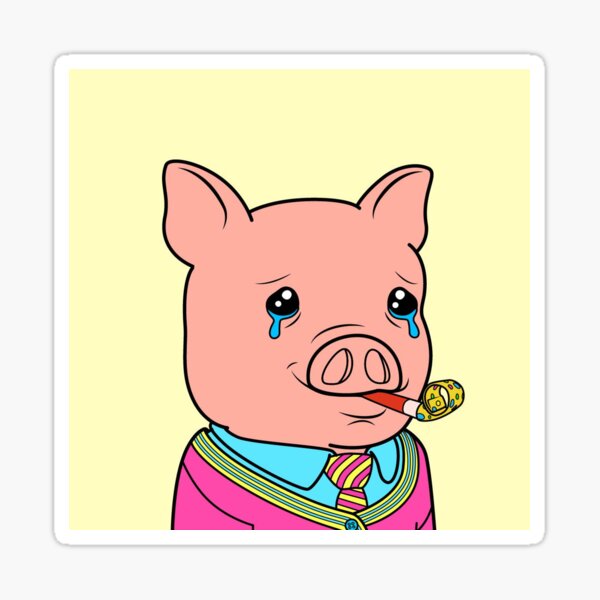 "cute pig crying party NFT " Sticker for Sale by aminethebenji | Redbubble