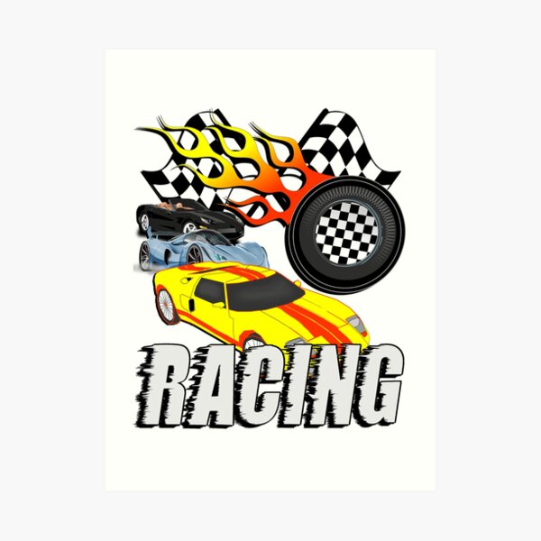 "Racing Car Race Day Graphic Design Cool Race Cars" Art Print for Sale ...
