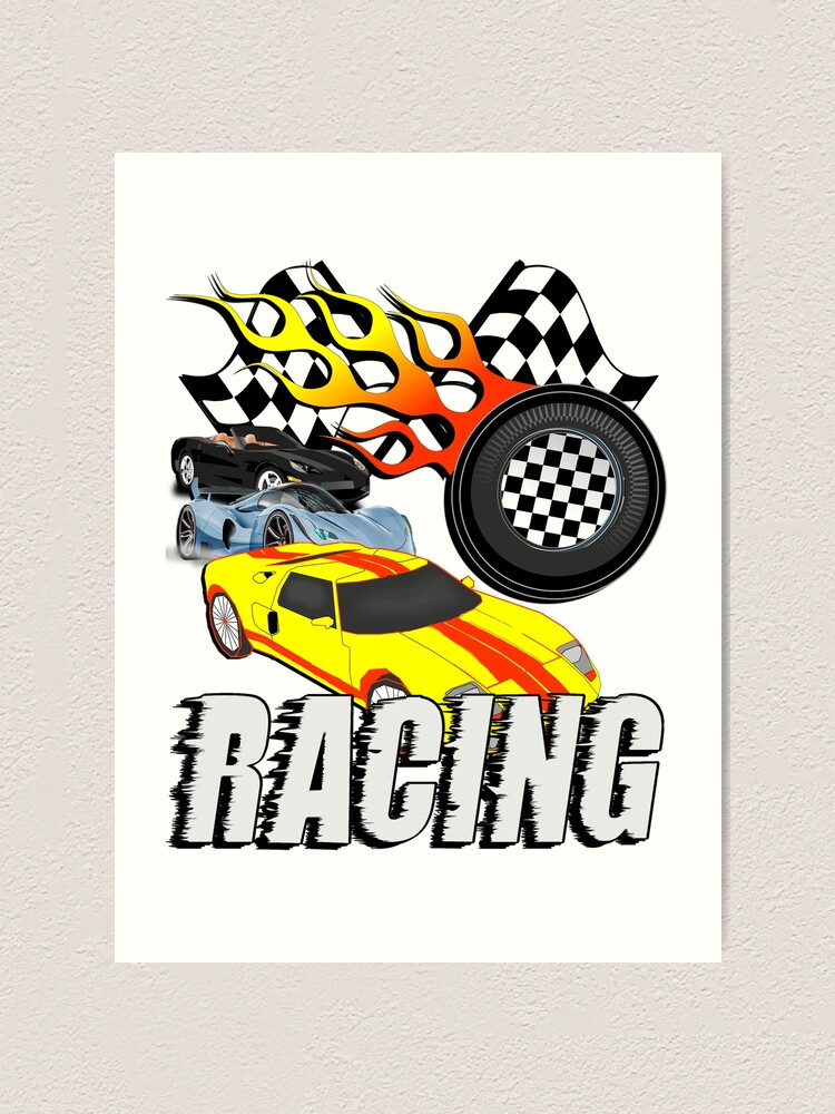 "Racing Car Race Day Graphic Design Cool Race Cars" Art Print for Sale ...