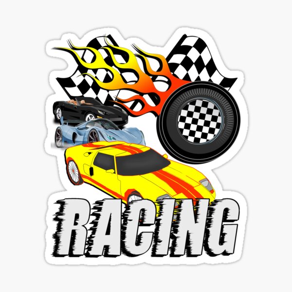 "Racing Car Race Day Graphic Design Cool Race Cars" Sticker for Sale by ...