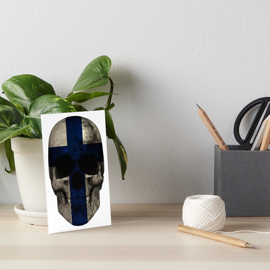 "Finland Flag Skull Skeleton Finnish Roots - Finnish Pride" Art Board ...
