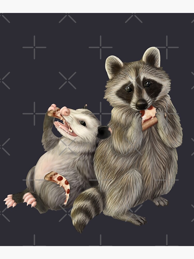 "Possum and raccoon with pizza" Poster for Sale by Mehu | Redbubble