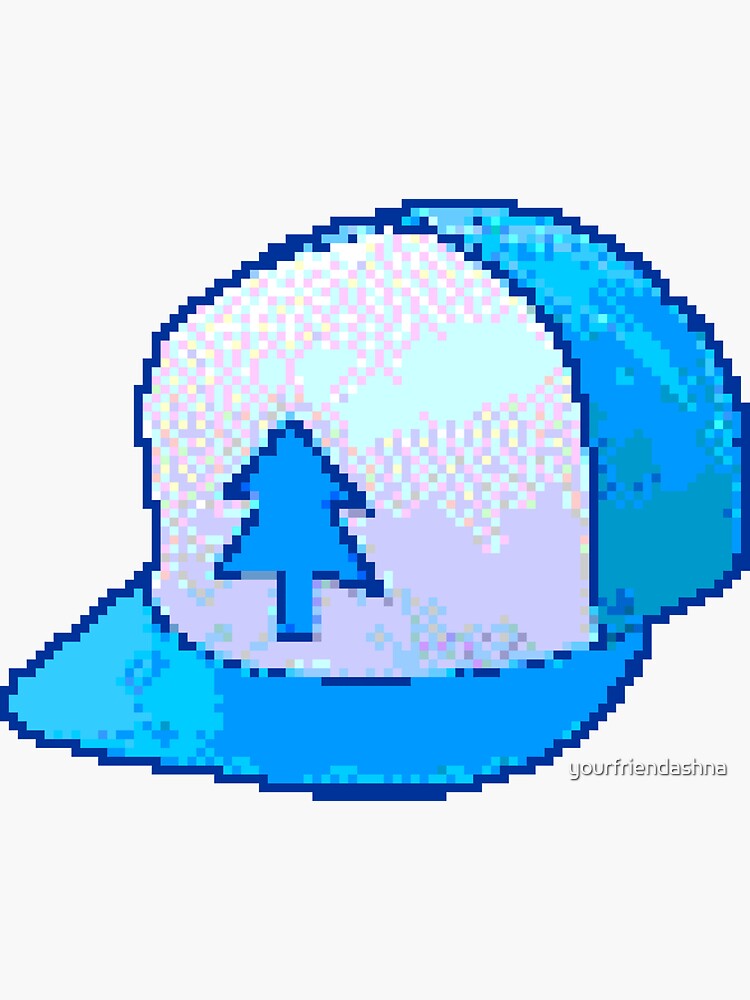 "Blue Pixel Pine Tree Hat Dipper" Sticker for Sale by yourfriendashna ...