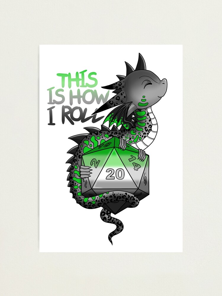 Aro Pride Flag Dragon With D20 Photographic Print For Sale By