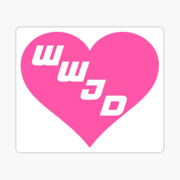 "WWJD pink Heart " Sticker by miagraceart | Redbubble