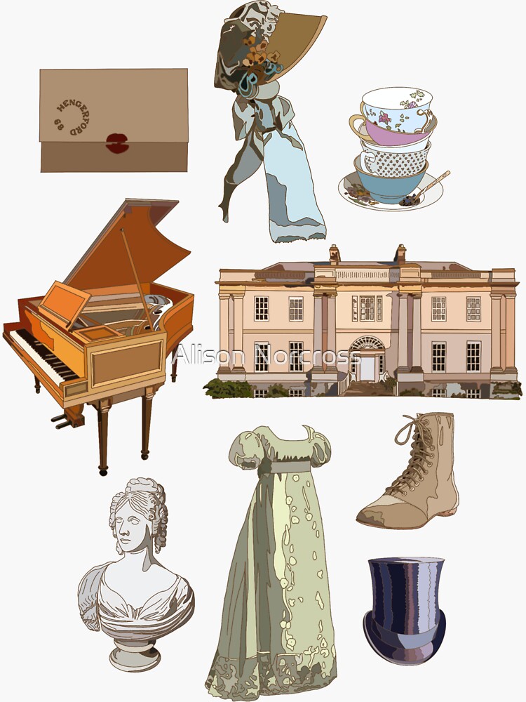 "Jane Austen Bridgerton Regency Era Collection" Sticker for Sale by ...