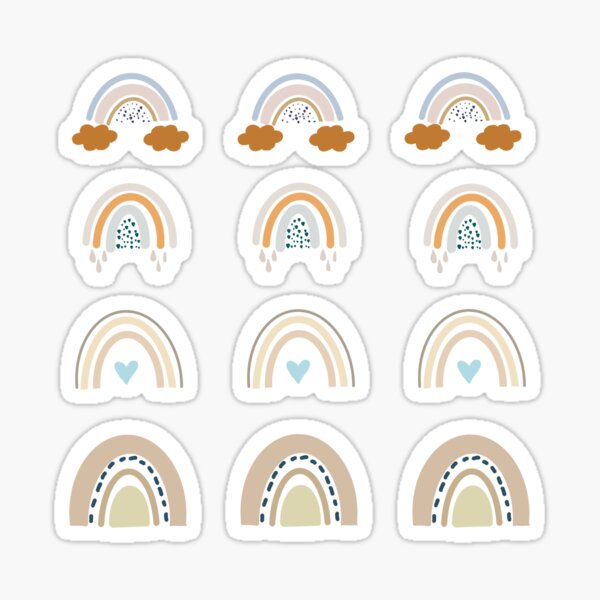"cute rainbow pastel soft chocolate brown color sticker packs " Sticker ...