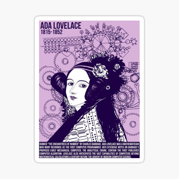 "Illustrating Great Minds - Ada Lovelace" Sticker by frankgrayk | Redbubble