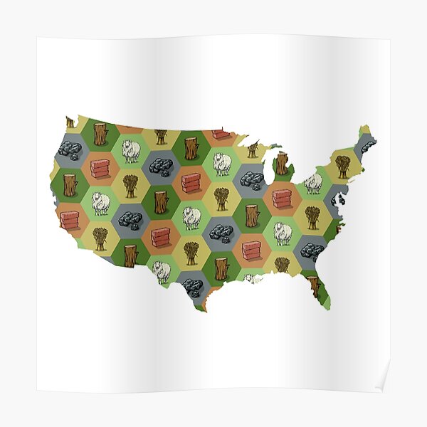 "Classic Board Game Resource Map of United States of America" Poster by ...