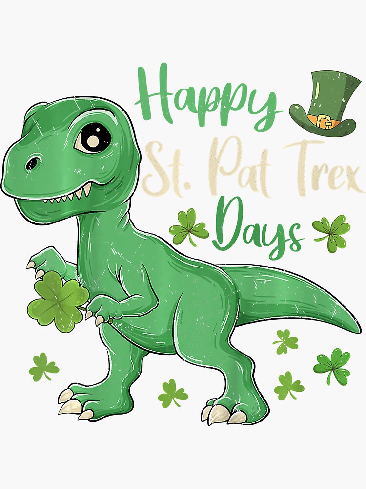 "St Patricks Day Dinosaur Dino Saurus Irish Shamrock" Sticker for Sale ...