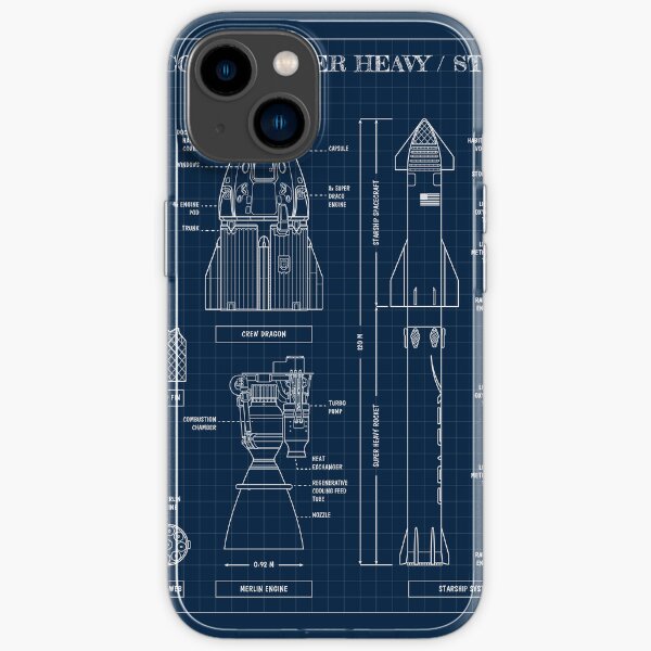 "SPACEX: Falcon 9 & Super Heavy / Starship (Navy Blueprint)" iPhone ...
